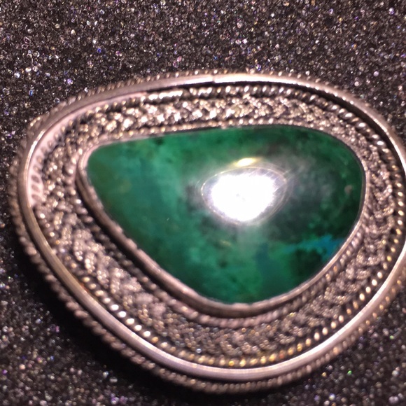 Jewelry | Vintage Sterling Silver Israel Green Stone Pin | Poshmark